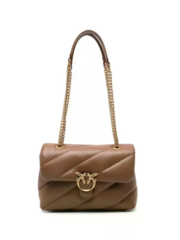 Pinko Love Birds Quilted Shoulder Bag - Brown
