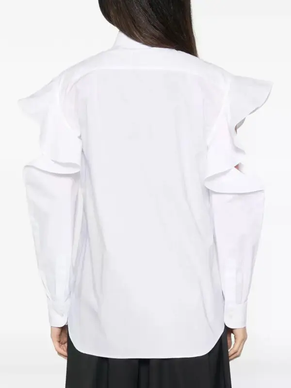 Moschino Ruffled Cold-shoulder Shirt - White