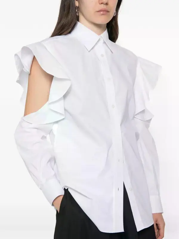 Moschino Ruffled Cold-shoulder Shirt - White