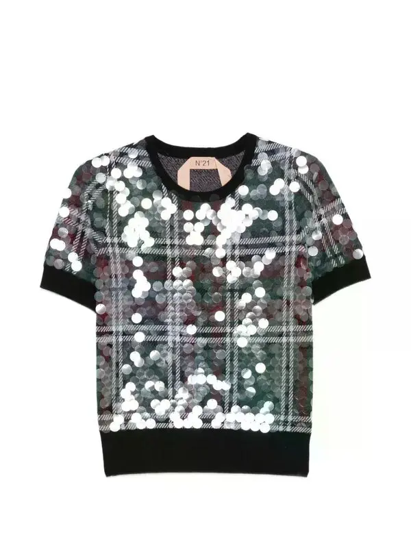 N°21 Sequin Embellishment T-shirt - Green