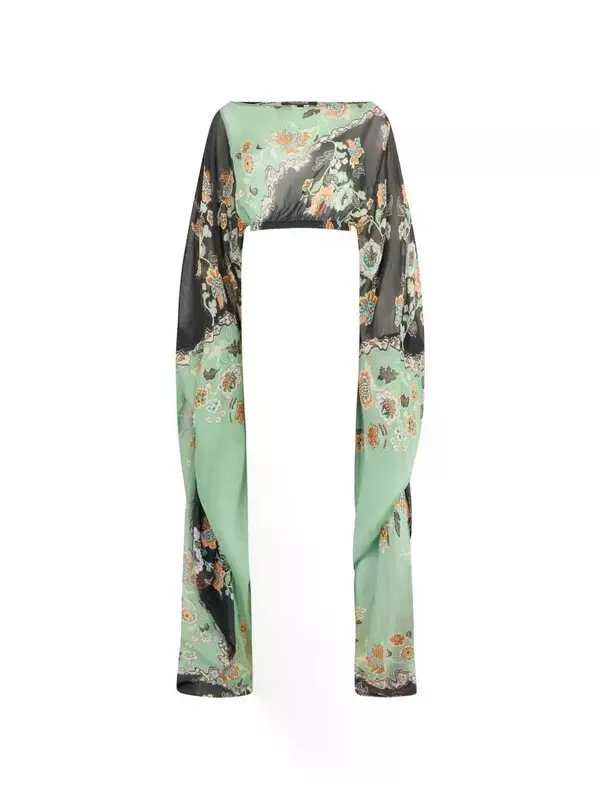 Roberto Cavalli Floral-print Cropped Top