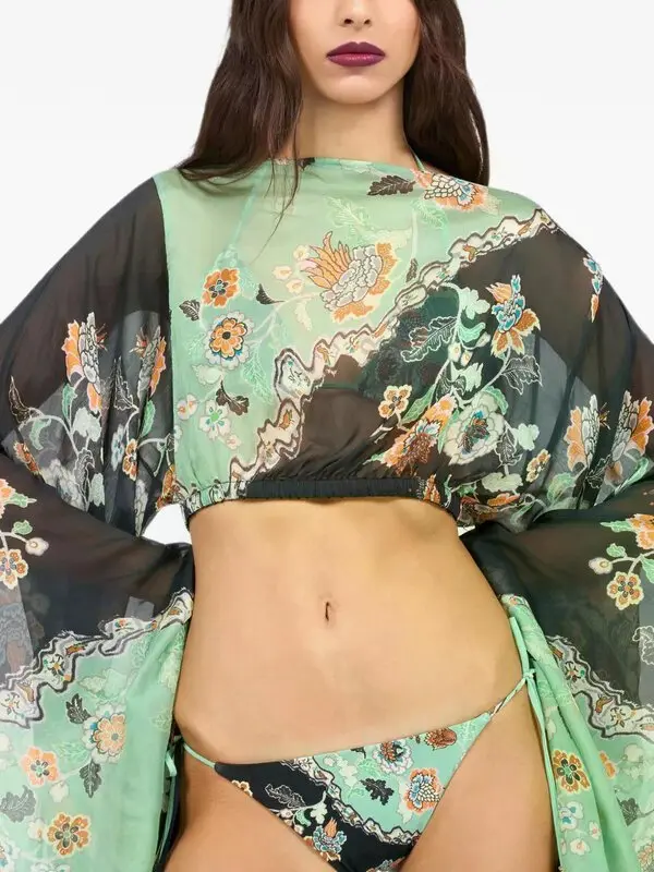 Roberto Cavalli Floral-print Cropped Top