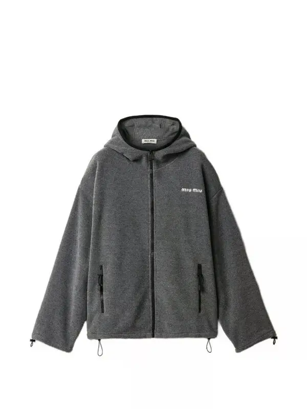 Miu Miu Fleece Zippered Hoodie Jacket