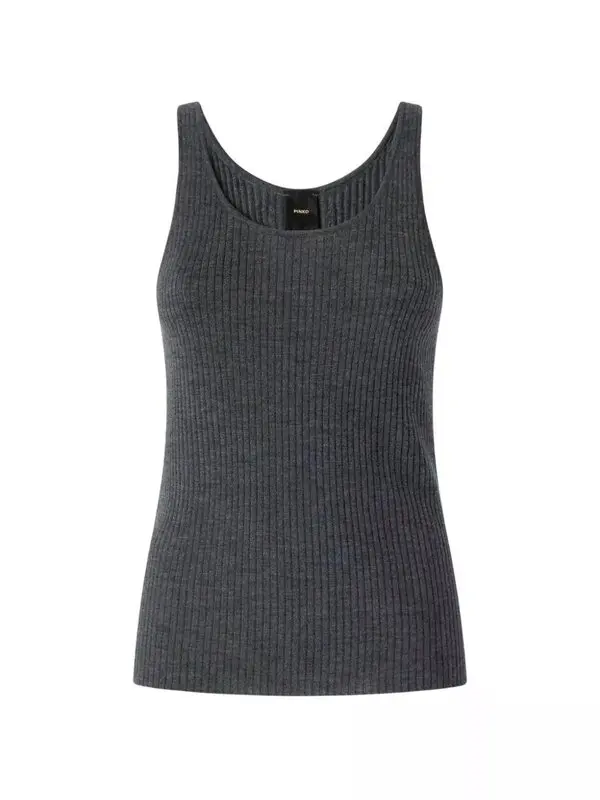 Pinko Ribbed-knit Logo-patch Tank Top