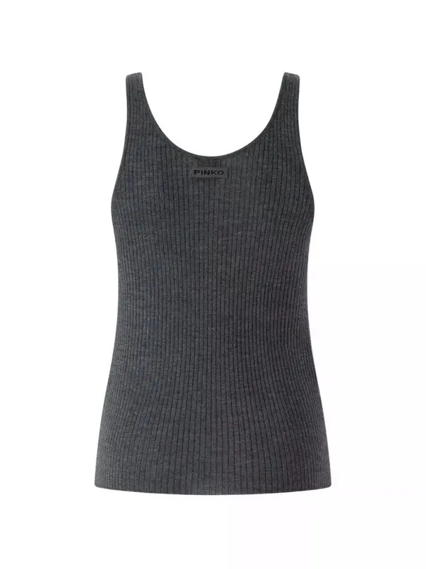Pinko Ribbed-knit Logo-patch Tank Top