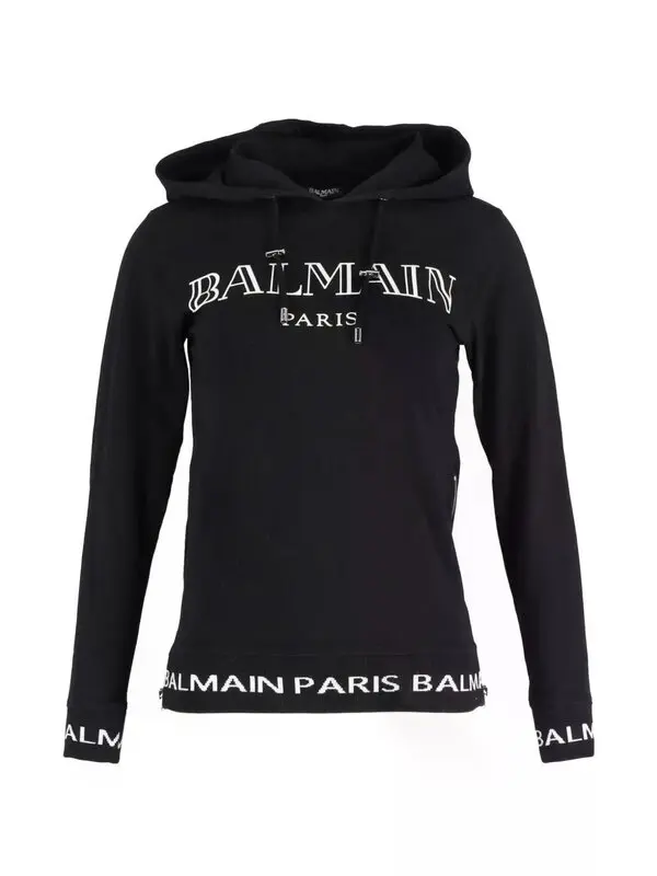 Balmain Logo-print Zip-detail Hoodie - Black
