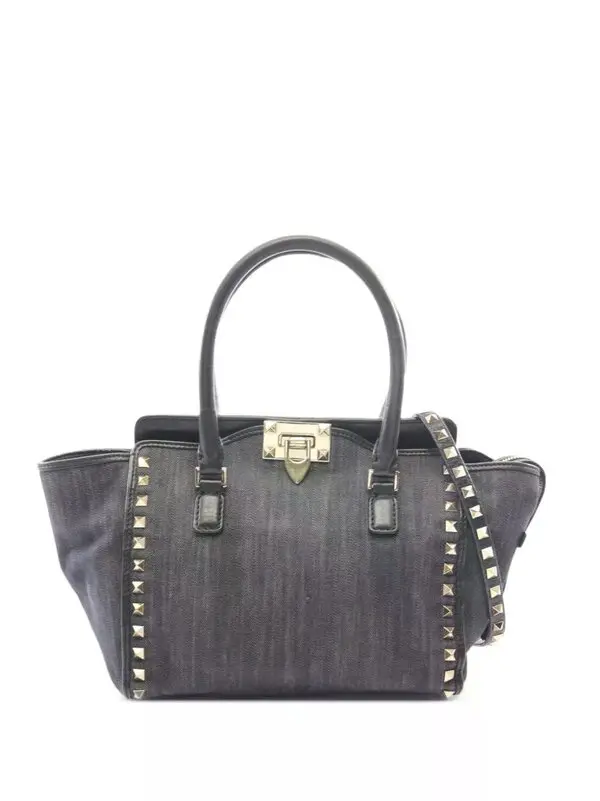 Valentino Garavani Rockstud Two-way Denim Handbag - Grey