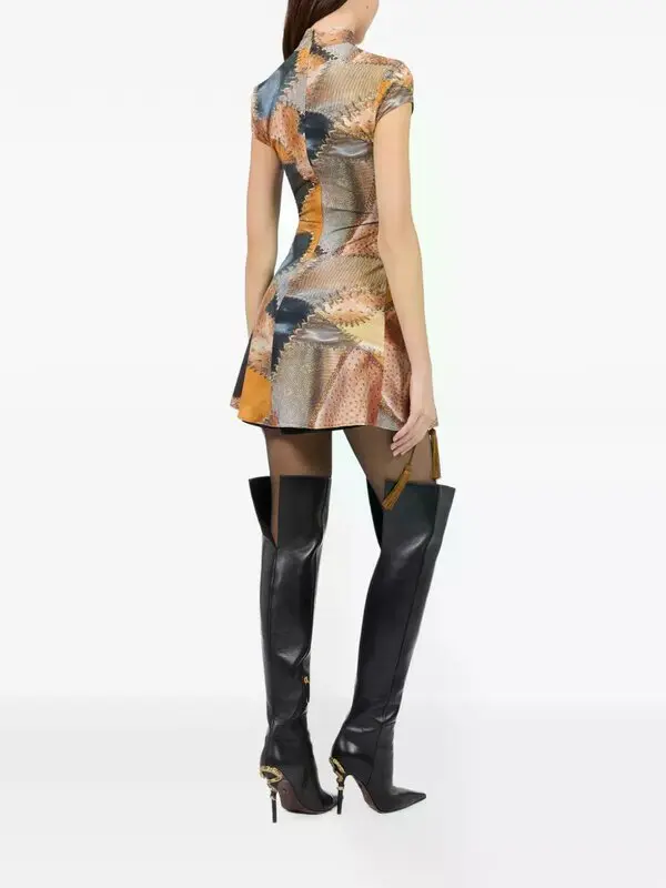 Roberto Cavalli Patchwork Print Tassel Detail Mini Dress