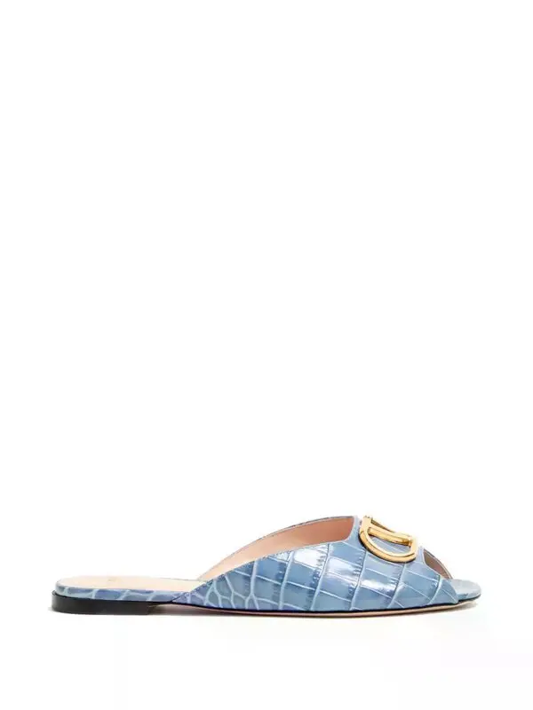 Valentino Garavani Vlogo Signature Slide Sandals - Blue