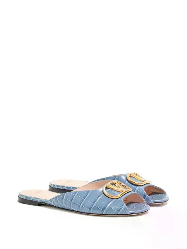 Valentino Garavani Vlogo Signature Slide Sandals - Blue