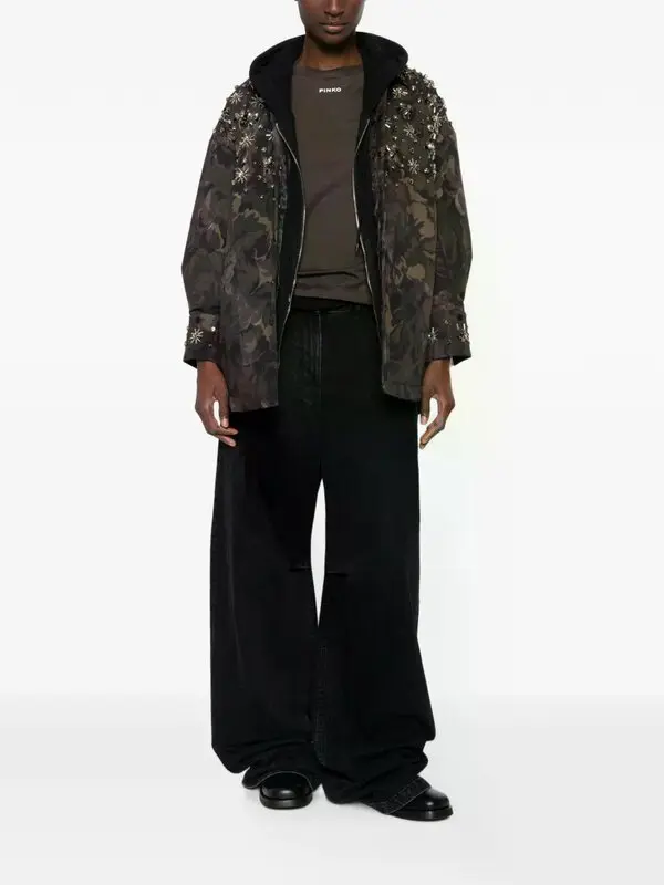 Pinko Embellished Camouflage Print Long Sleeve Shirt