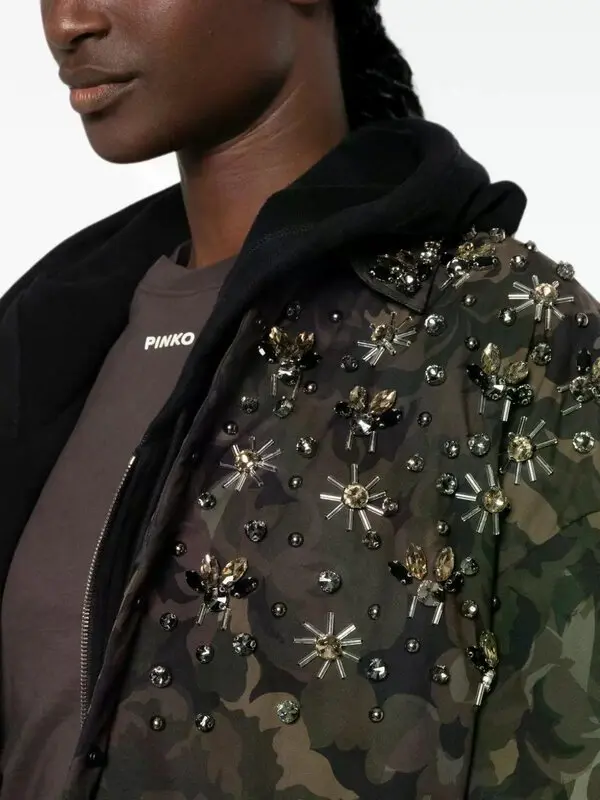 Pinko Embellished Camouflage Print Long Sleeve Shirt
