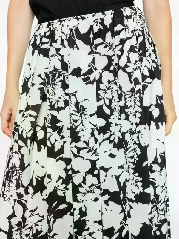 Agnona Floral-print Pleated Midi Skirt