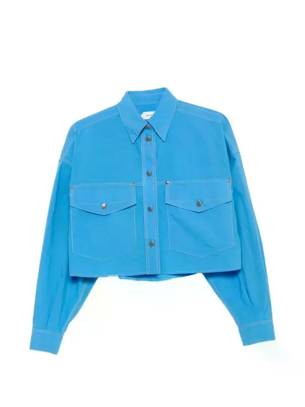 Versace Pointed-toe Cropped Jacket - Blue