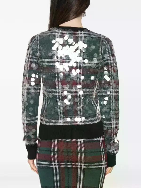 N°21 Sequin-embellished Tartan Cardigan