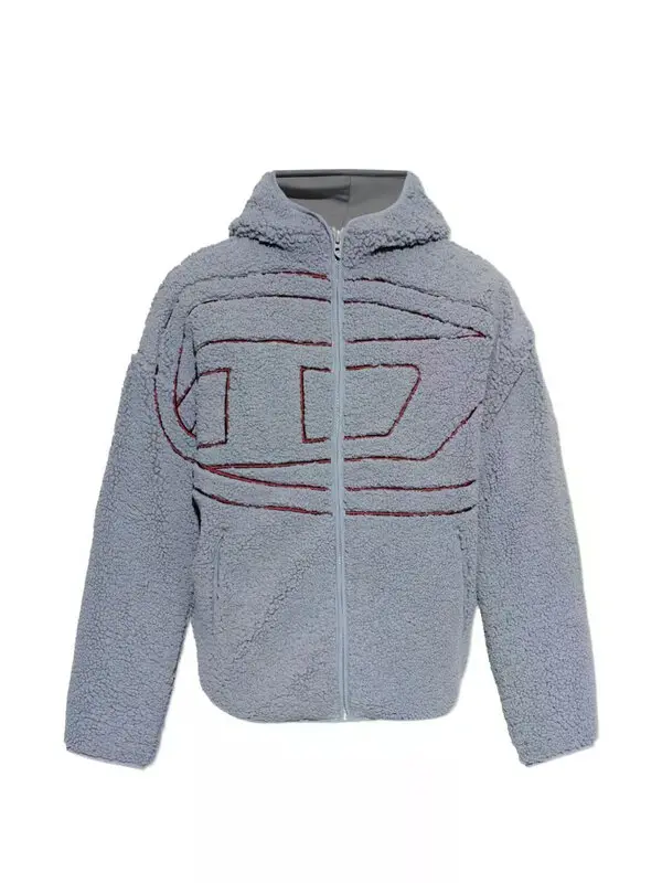 DIESEL® Logo-embroidered Zip-up Hoodie - Blue