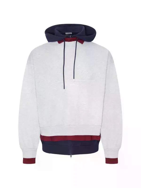 Balenciaga Layered Frayed-lettering Hoodie - Grey