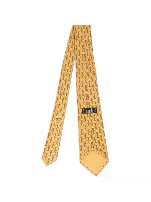 Hermès Geometric Print Neck Tie - Yellow
