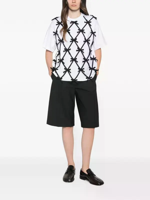Moschino Bow-embellished Lattice T-shirt - White