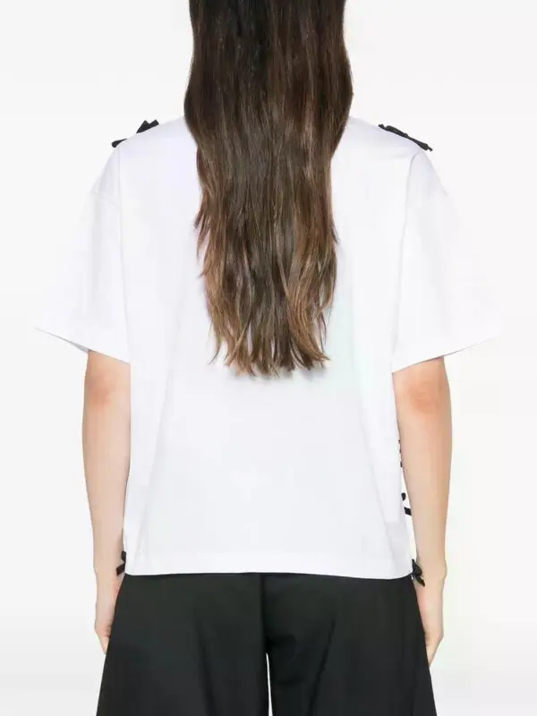 Moschino Bow-embellished Lattice T-shirt - White