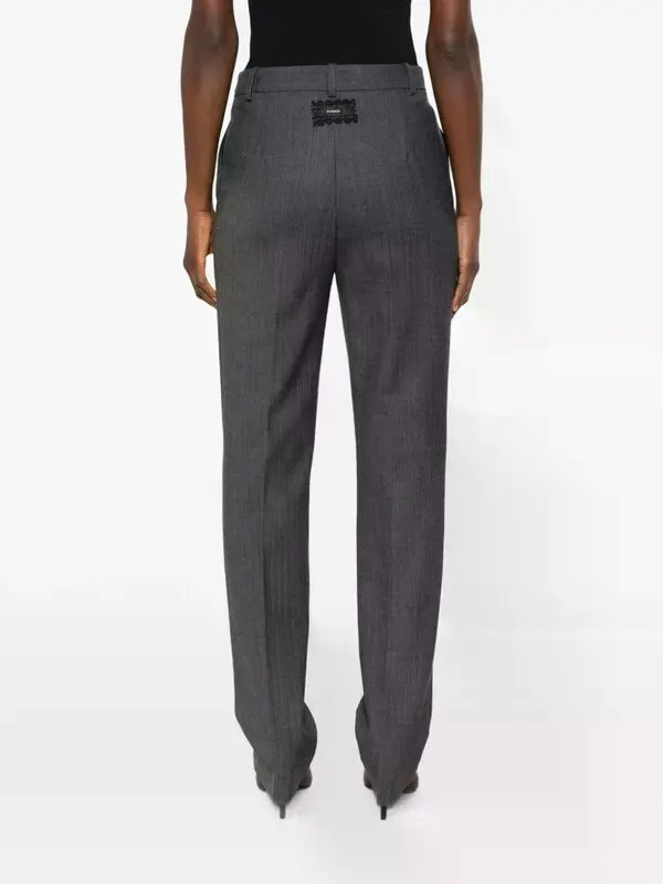 Pinko Herringbone-pattern Logo-patch Trousers