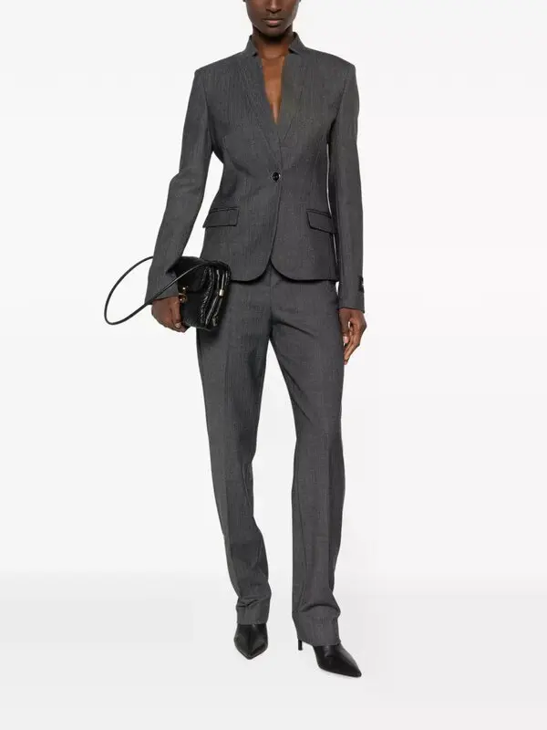 Pinko Herringbone Pattern Logo Patch Tailored Trousers