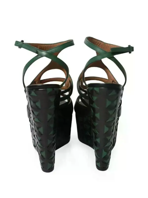 Alaïa Laser-cut Basket Weave Wedge Sandals