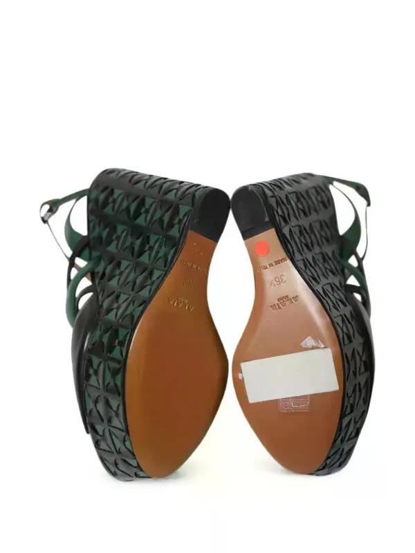 Alaïa Laser-cut Basket Weave Wedge Sandals