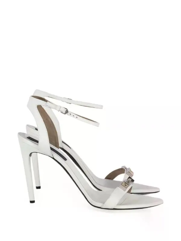 Proenza Schouler Leather Geometric Hardware Ankle-strap Stiletto Sandals - White