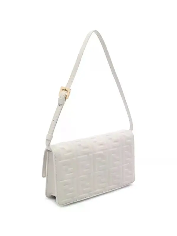 Fendi 2020s Wallet On Chain Baguette Embossed Shoulder Bag - Neutrals