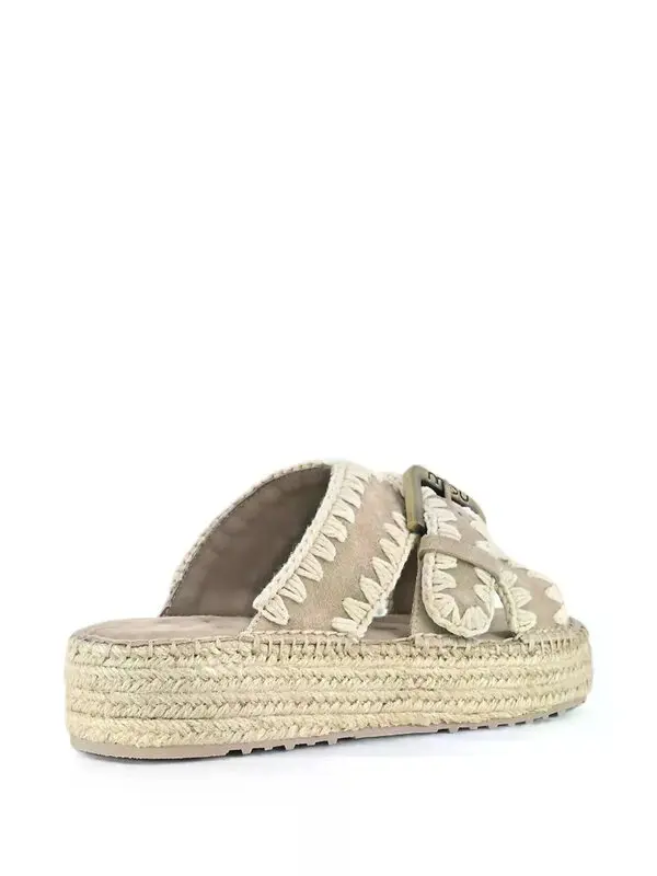Mou Crochet-stitch Buckled Sandals
