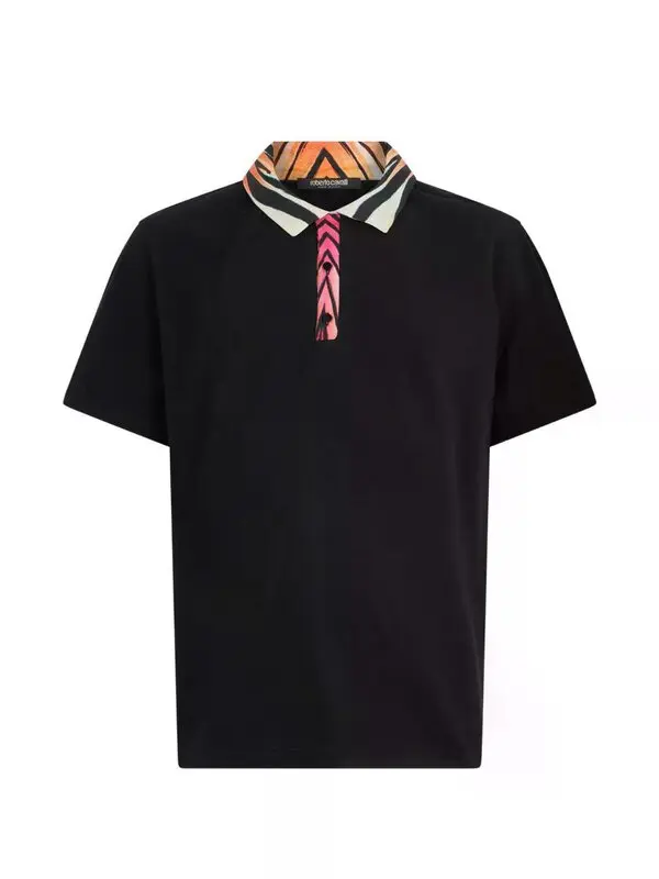 Roberto Cavalli Ray Of Paradise Collar Polo Shirt - Black
