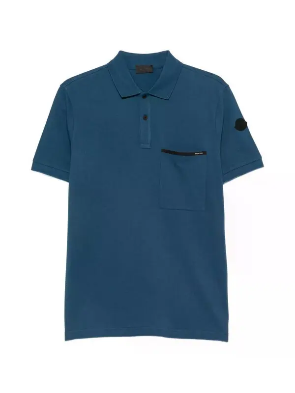 Moncler Logo-patch Chest-pocket Polo Shirt - Blue