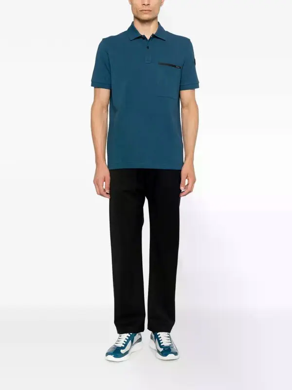 Moncler Logo-patch Chest-pocket Polo Shirt - Blue