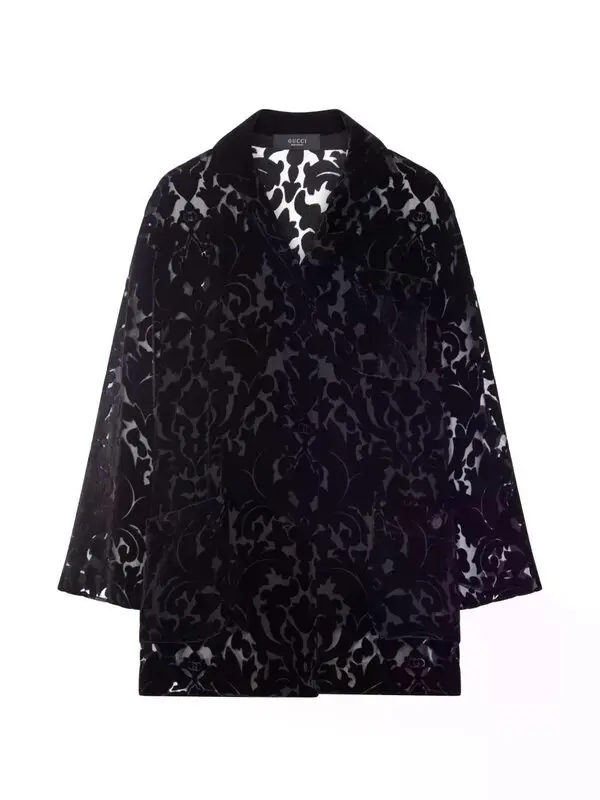 Gucci Floral-devoré Velvet Shirt - Black