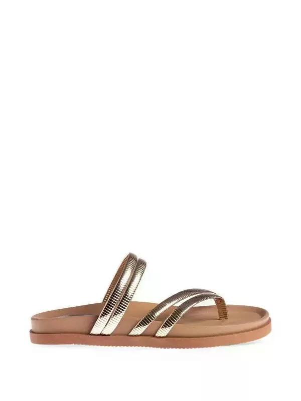 MARIETTA CHROUSALA Metallic Strappy Flat Sandals