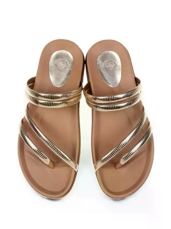 MARIETTA CHROUSALA Metallic Strappy Flat Sandals