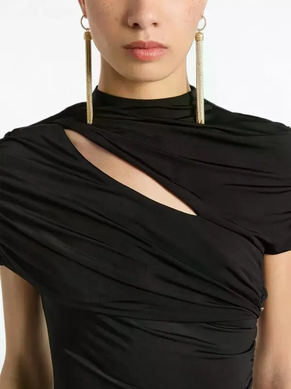 Balmain Draped Jersey Bodycon Dress - Black