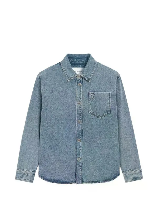 AMI Paris Cotton Overshirt With De Coeur