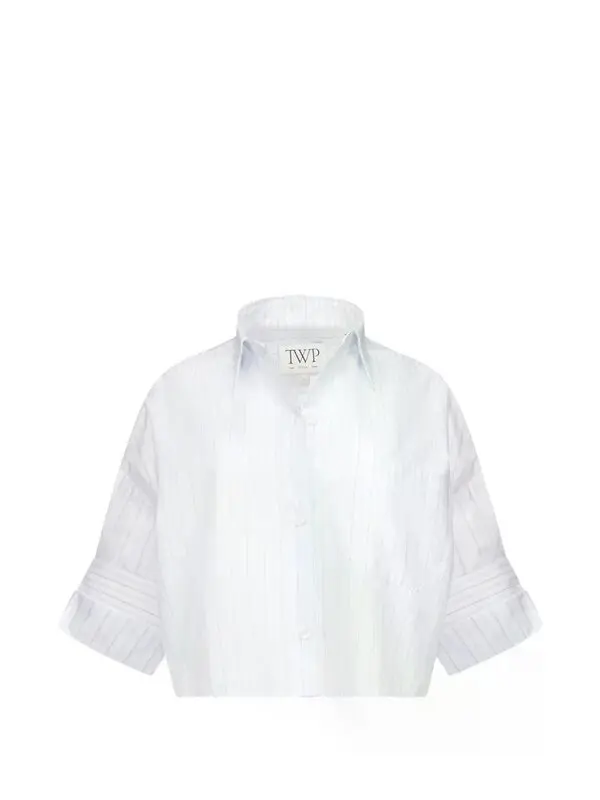 TWP Cropped Pinstripe Shirt - White