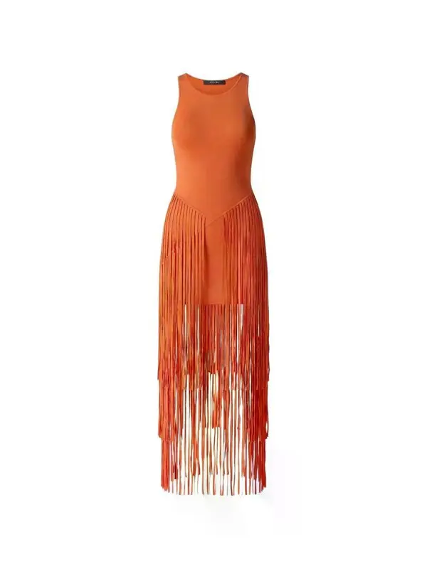TOCCIN Jora Fringe-trimmed Dress - Orange