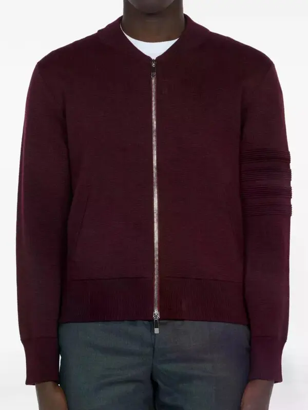 Thom Browne 4-bar Zip-up Cardigan - Red