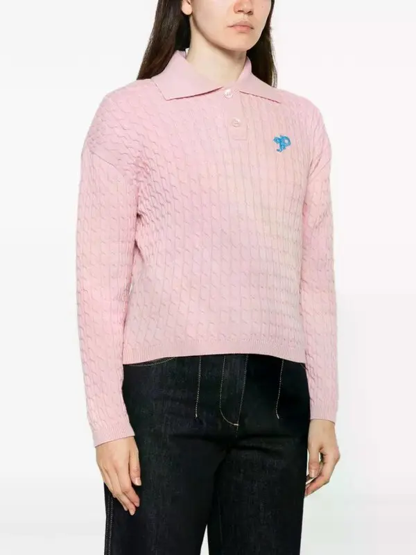 PATOU Cable-knit Polo-collar Sweater