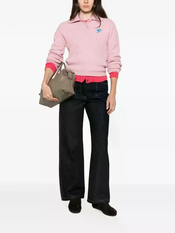 PATOU Cable-knit Polo Sweater