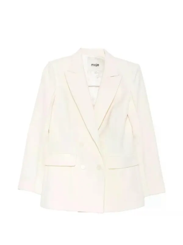 Maje Double-breasted Peak-lapel Blazer - Neutrals