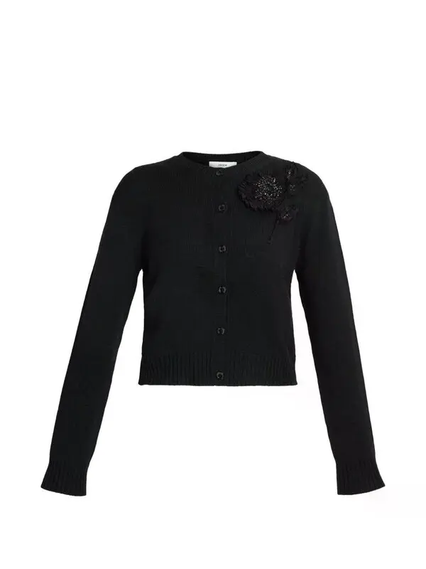 Erdem Bead-embellished Merino Wool Cardigan - Black