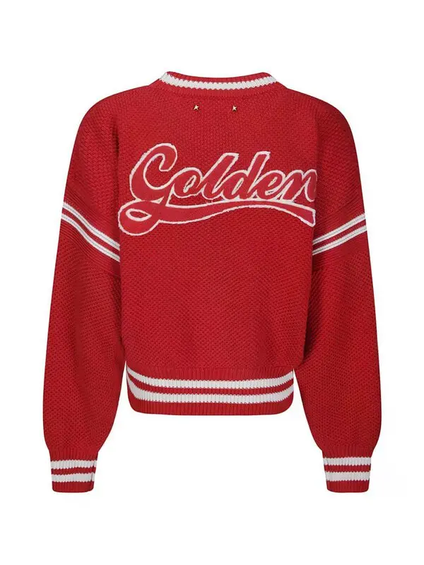 GOLDEN GOOSE Logo-embroidered Striped-trim Sweater