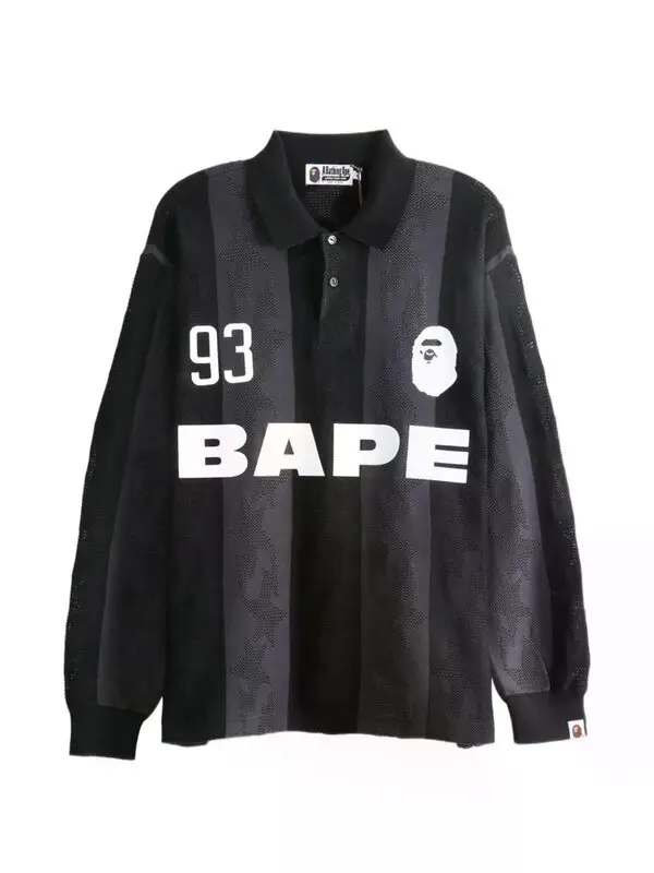 A BATHING APE Logo-print Vertical-stripe Polo Shirt