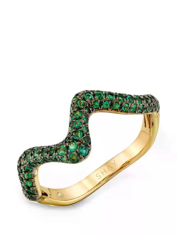 Shay Wave Emerald Ring - Gold