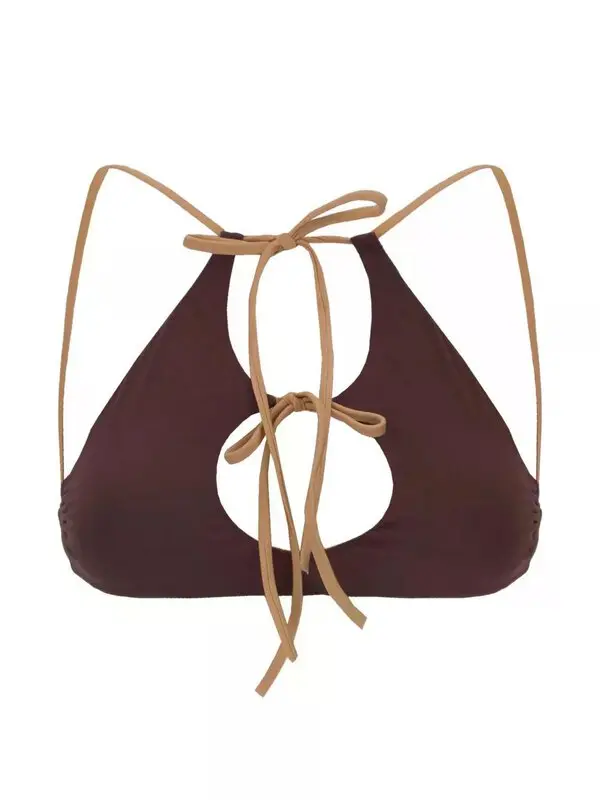 MAISON ANAMI Reversible Cut-out Bikini Top - Brown
